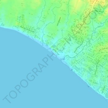 Pererenan Beach topographic map, elevation, terrain