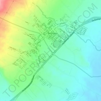 Restrepo topographic map, elevation, terrain