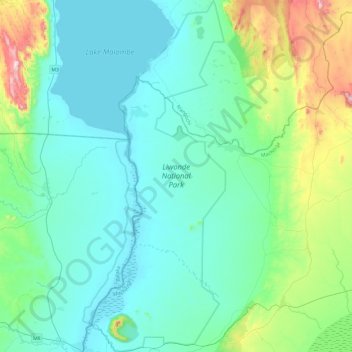 Liwonde National Park topographic map, elevation, terrain