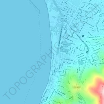Playa Las Glorias topographic map, elevation, terrain