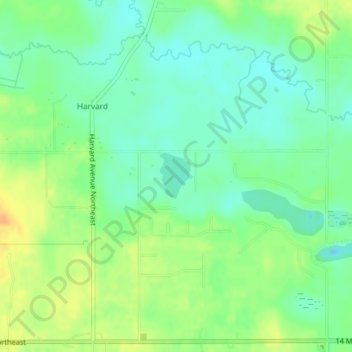 Harvard Lake topographic map, elevation, terrain