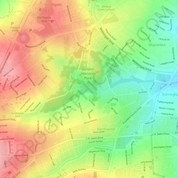 Golden Harvest Dam topographic map, elevation, terrain