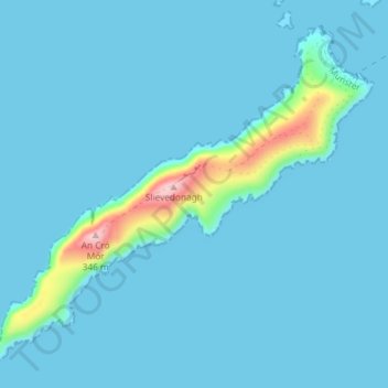 Great Blasket Island topographic map, elevation, terrain