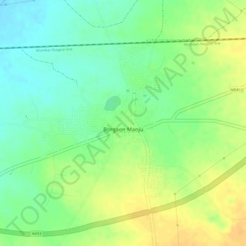 Borgaon Manju topographic map, elevation, terrain