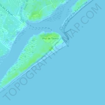 Praia da Ilha de Tavira topographic map, elevation, terrain
