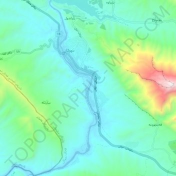 Little Zab River topographic map, elevation, terrain