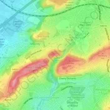 Blaise Castle topographic map, elevation, terrain