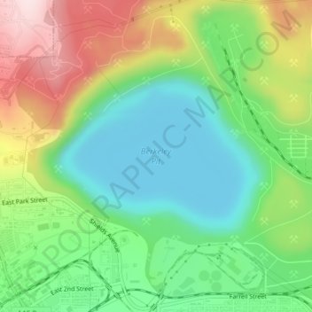 Berkeley Pit topographic map, elevation, terrain