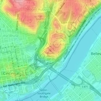 Mount Adams topographic map, elevation, relief