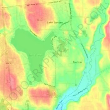 Lake Stevens topographic map, elevation, relief