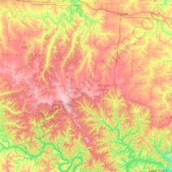 Morgan County topographic map, elevation, relief
