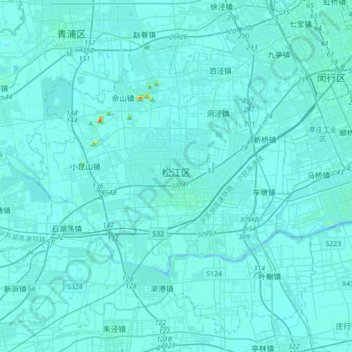 Songjiang District topographic map, elevation, relief