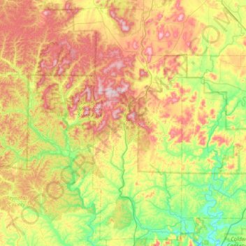 Iron County topographic map, elevation, relief
